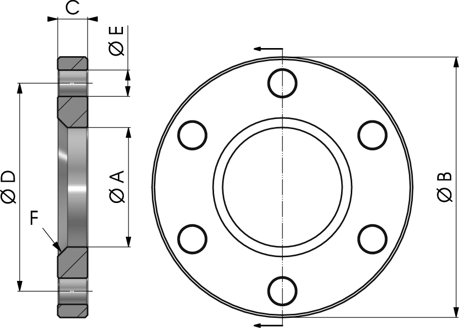 6-HOLE FLANGE - Components for cylinders