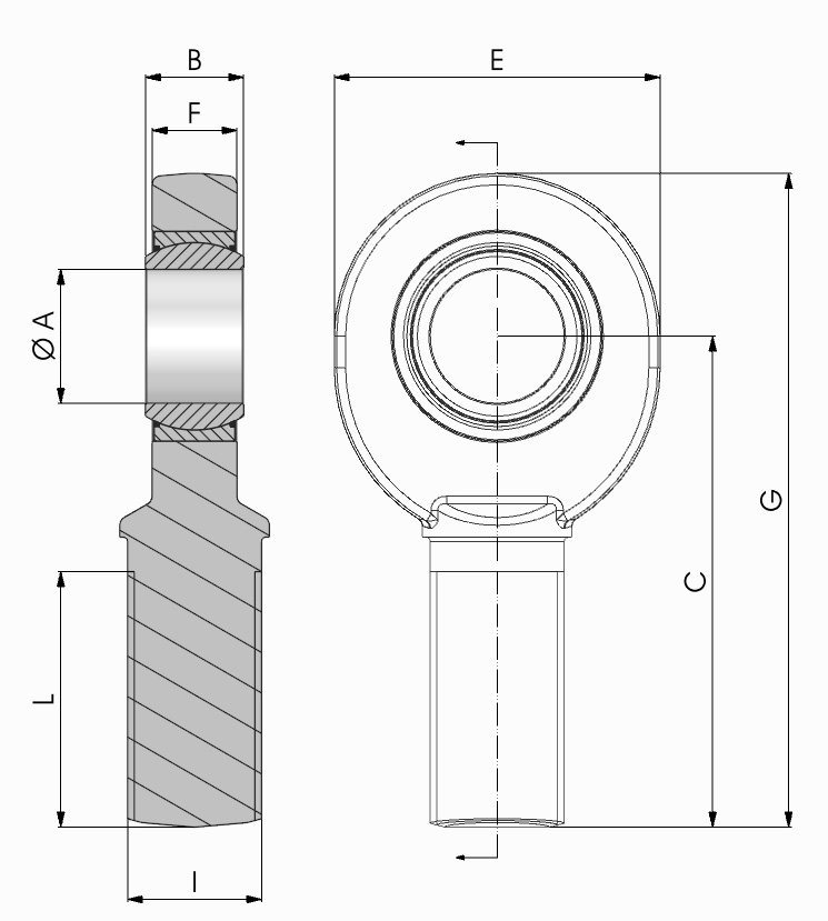 TERMINALE A SNODO SD-UK-2RS - Componenti per cilindri